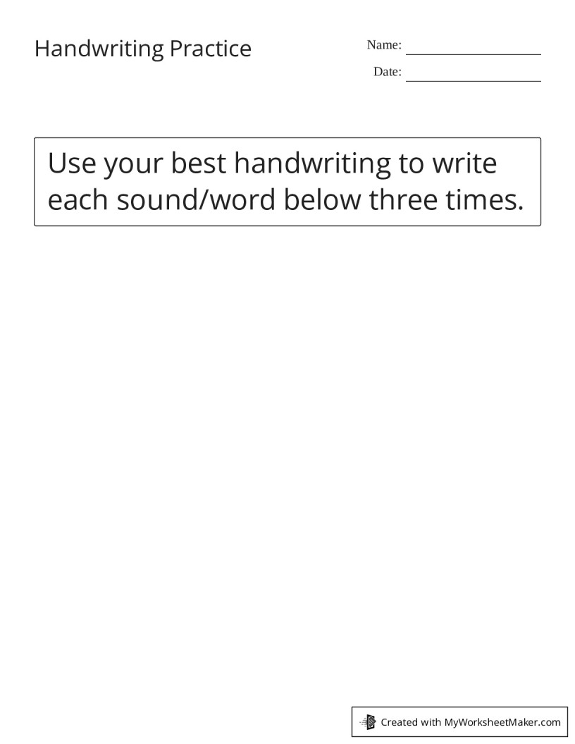 Handwriting Practice - My Worksheet Maker: Create Your Own Worksheets