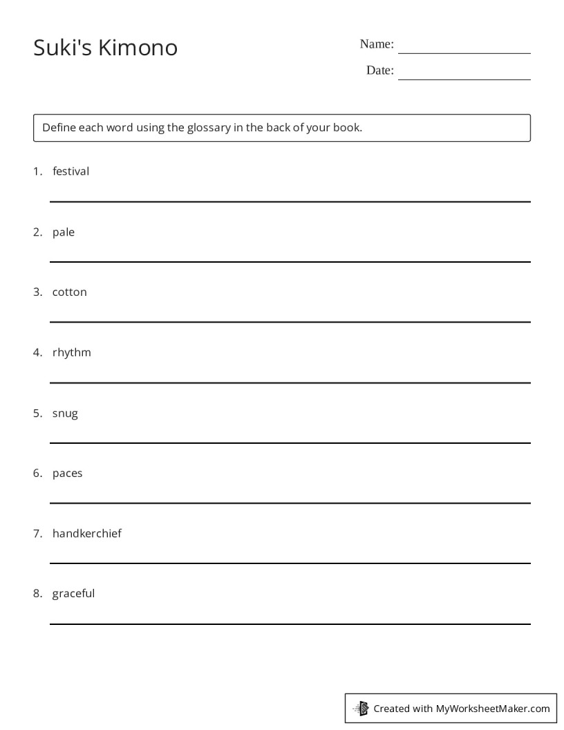 Suki's Kimono - My Worksheet Maker: Create Your Own Worksheets