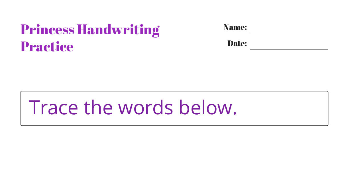 Princess Handwriting Practice - My Worksheet Maker: Create Your Own ...