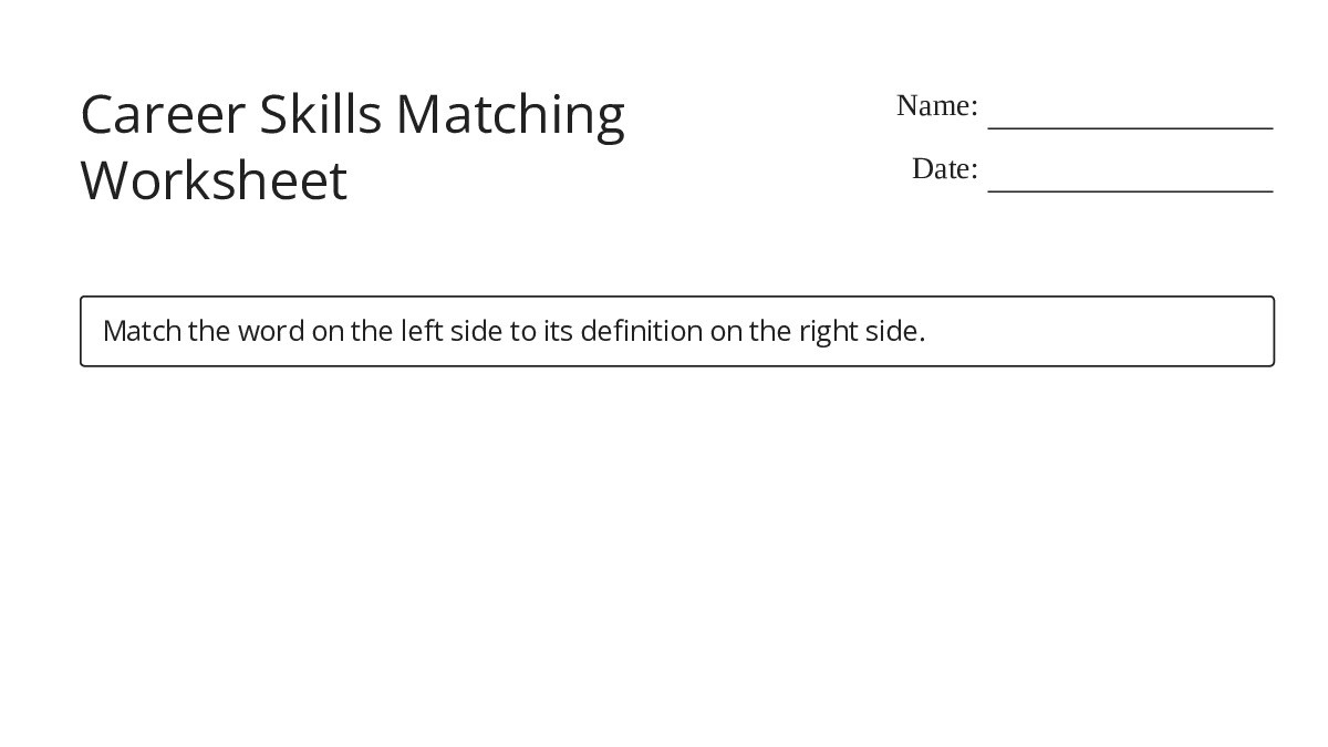 Career Skills Matching Worksheet - My Worksheet Maker: Create Your Own ...