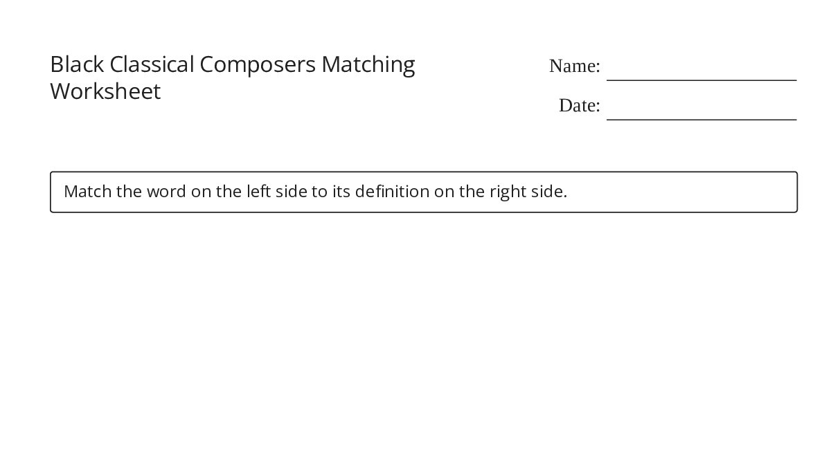 Black Classical Composers Matching Worksheet - My Worksheet Maker ...