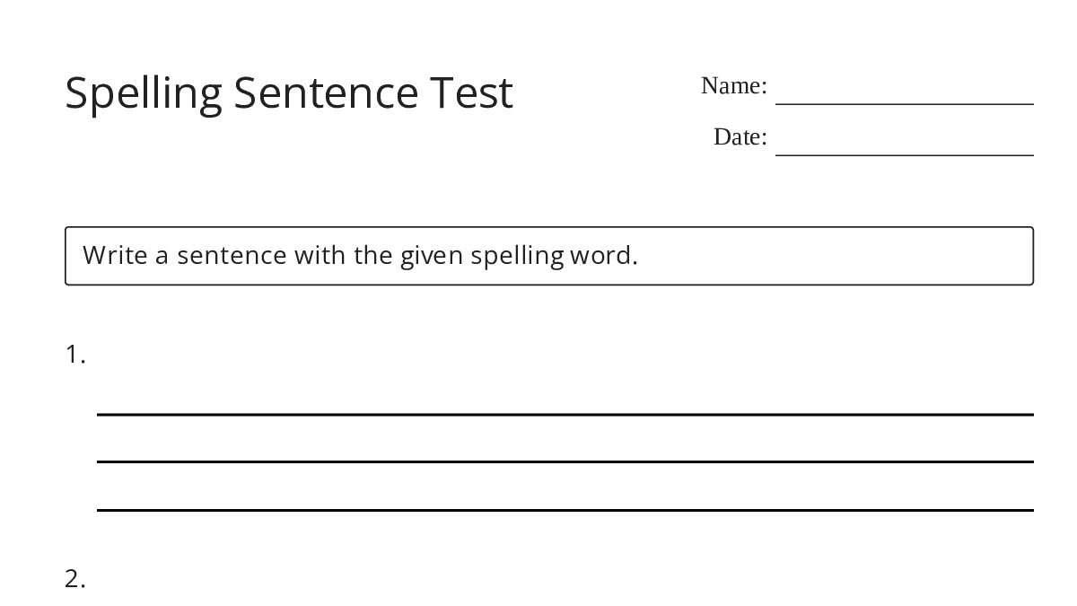 Spelling Sentence Test - My Worksheet Maker: Create Your Own Worksheets