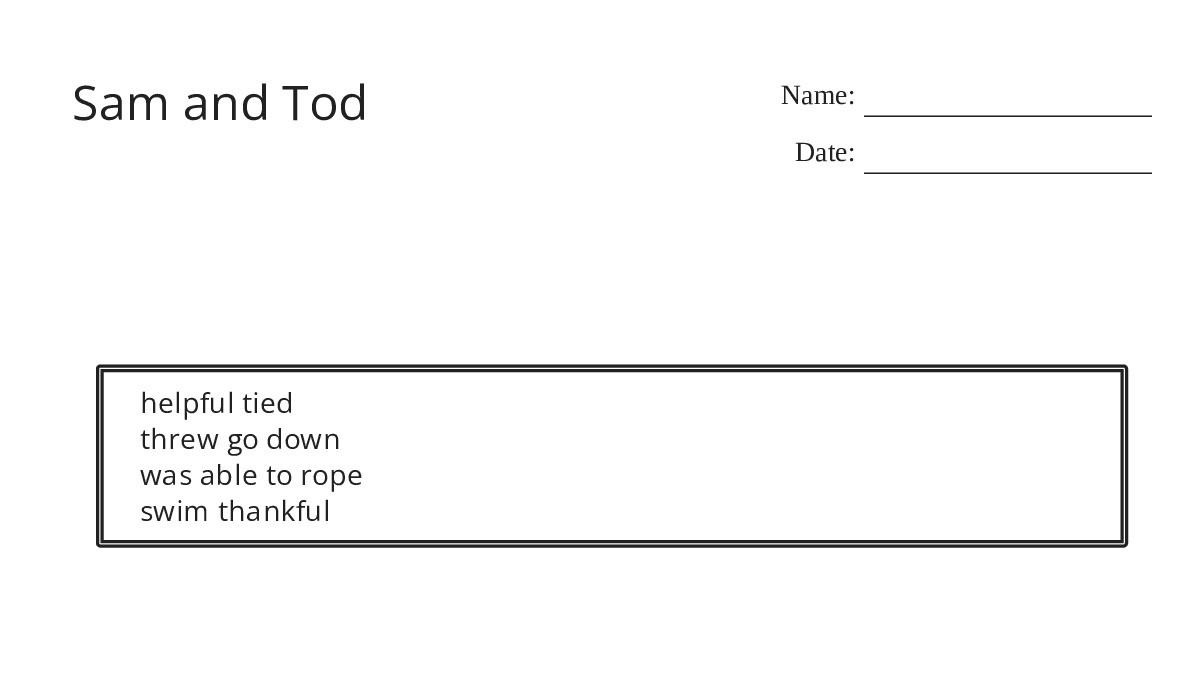 Sam and Tod - My Worksheet Maker: Create Your Own Worksheets