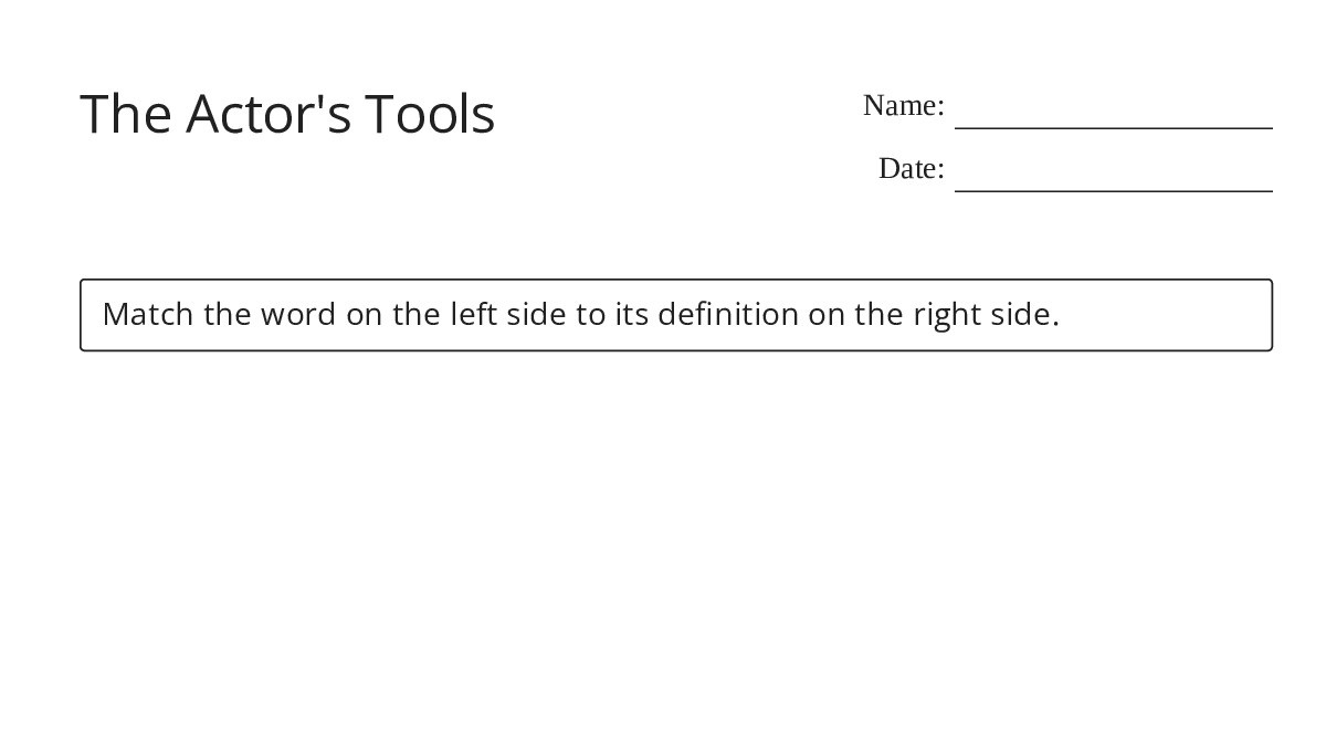 The Actor's Tools - My Worksheet Maker: Create Your Own Worksheets