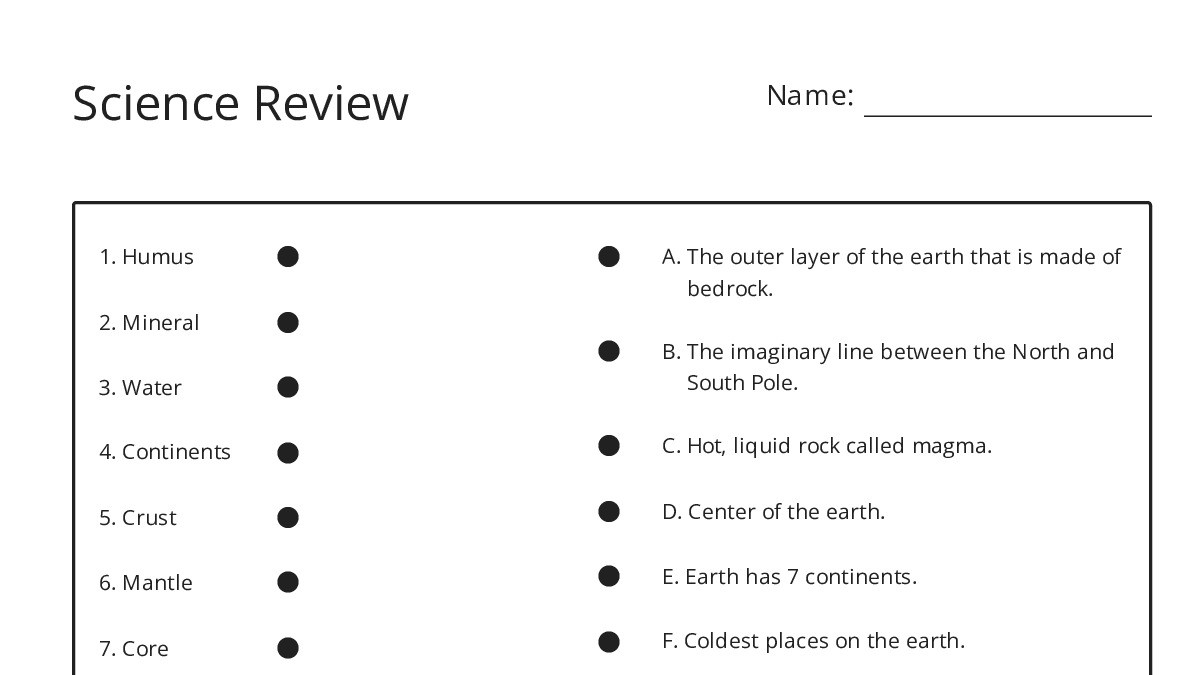 Science Review - My Worksheet Maker: Create Your Own Worksheets