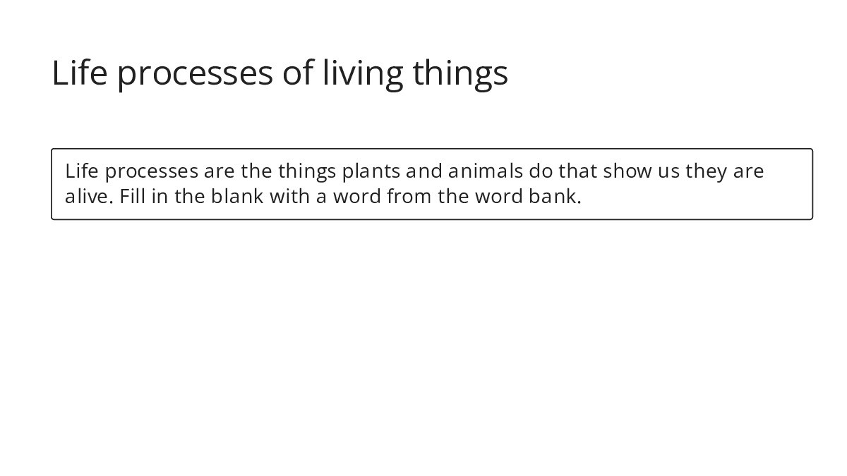 Life processes of living things - My Worksheet Maker: Create Your Own ...