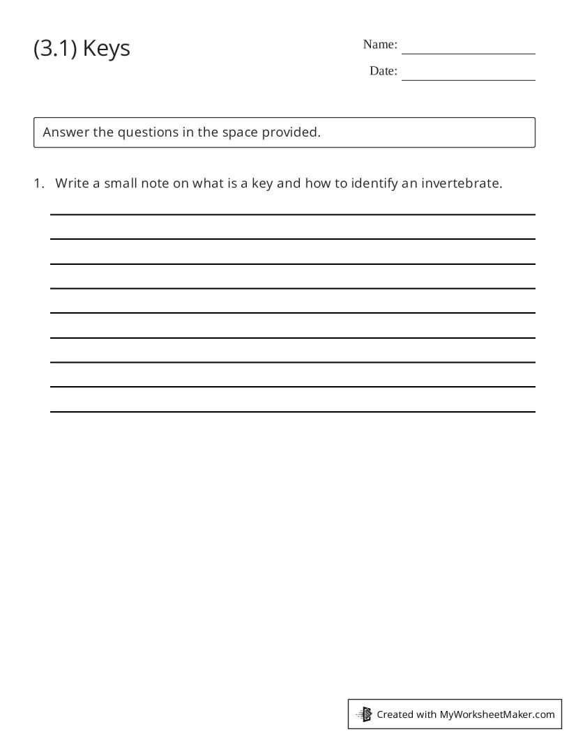 (3.1) Keys - My Worksheet Maker: Create Your Own Worksheets