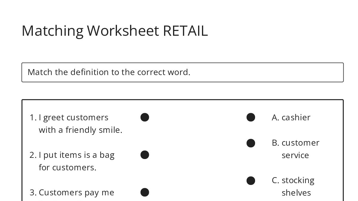 Matching Worksheet RETAIL - My Worksheet Maker: Create Your Own Worksheets