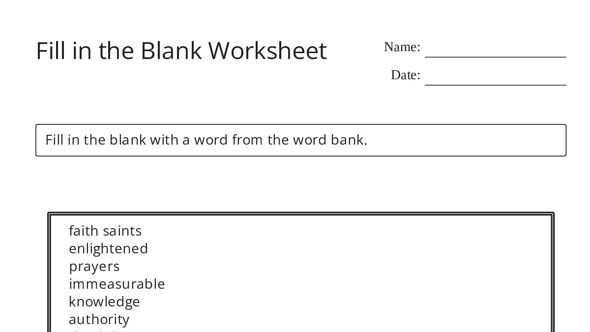 Fill in the Blank Worksheet - My Worksheet Maker: Create Your Own ...