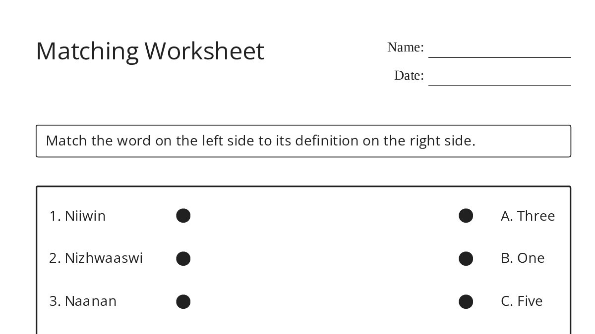 Matching Worksheet - My Worksheet Maker: Create Your Own Worksheets