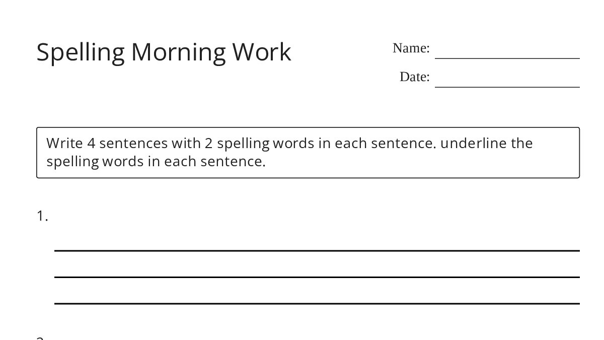 Spelling Morning Work - My Worksheet Maker: Create Your Own Worksheets