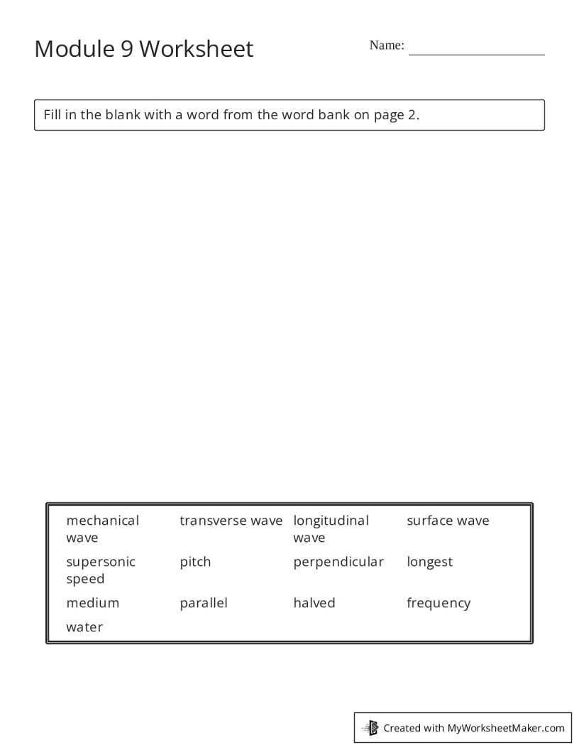 Module 9 Worksheet - My Worksheet Maker: Create Your Own Worksheets