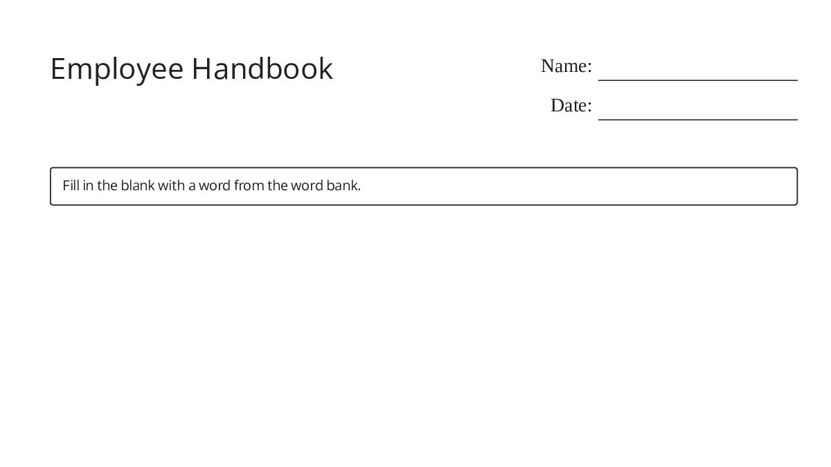 Employee Handbook - My Worksheet Maker: Create Your Own Worksheets