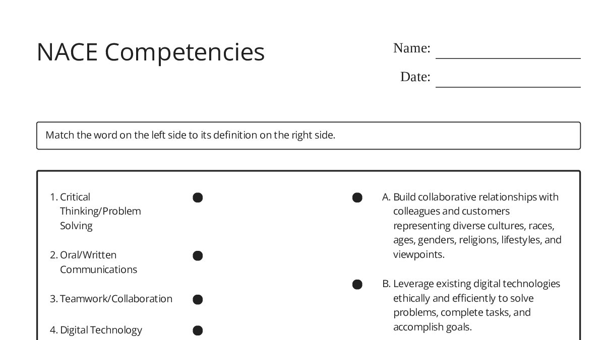 NACE Competencies - My Worksheet Maker: Create Your Own Worksheets