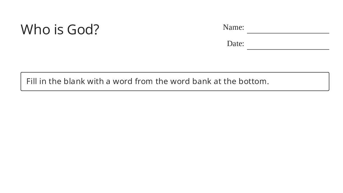 Who is God? - My Worksheet Maker: Create Your Own Worksheets