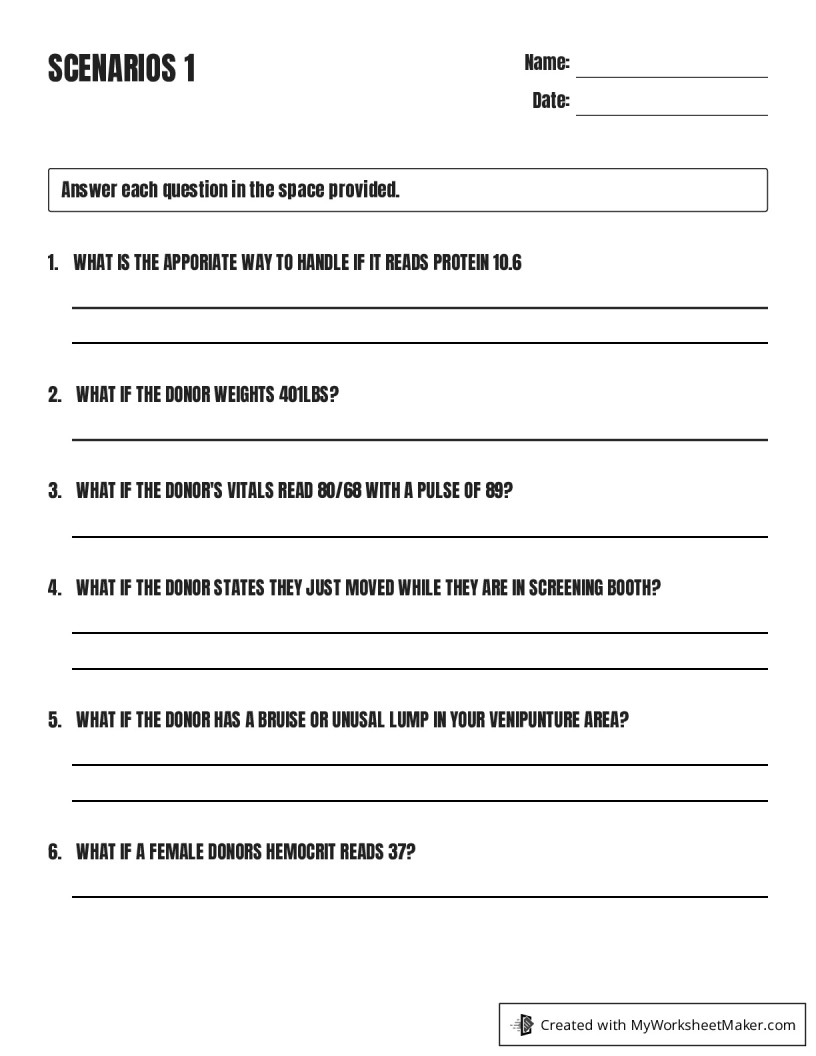 SCENARIOS 1 - My Worksheet Maker: Create Your Own Worksheets
