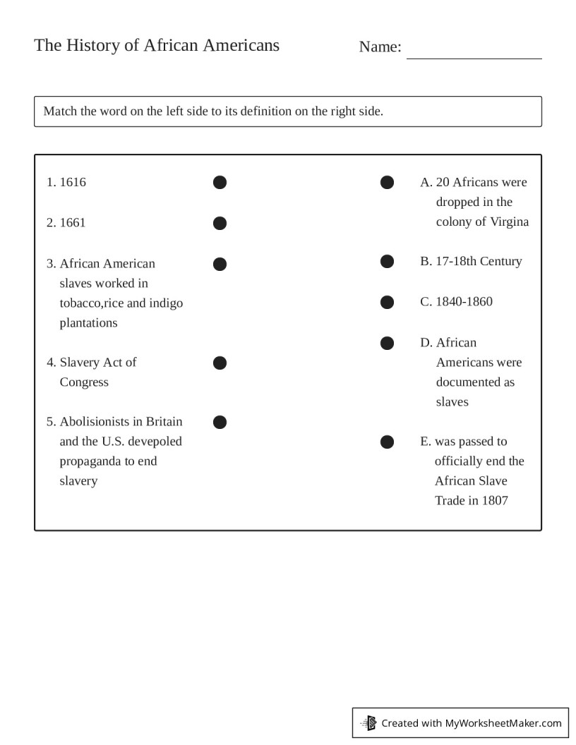 The History of African Americans - My Worksheet Maker: Create Your Own ...