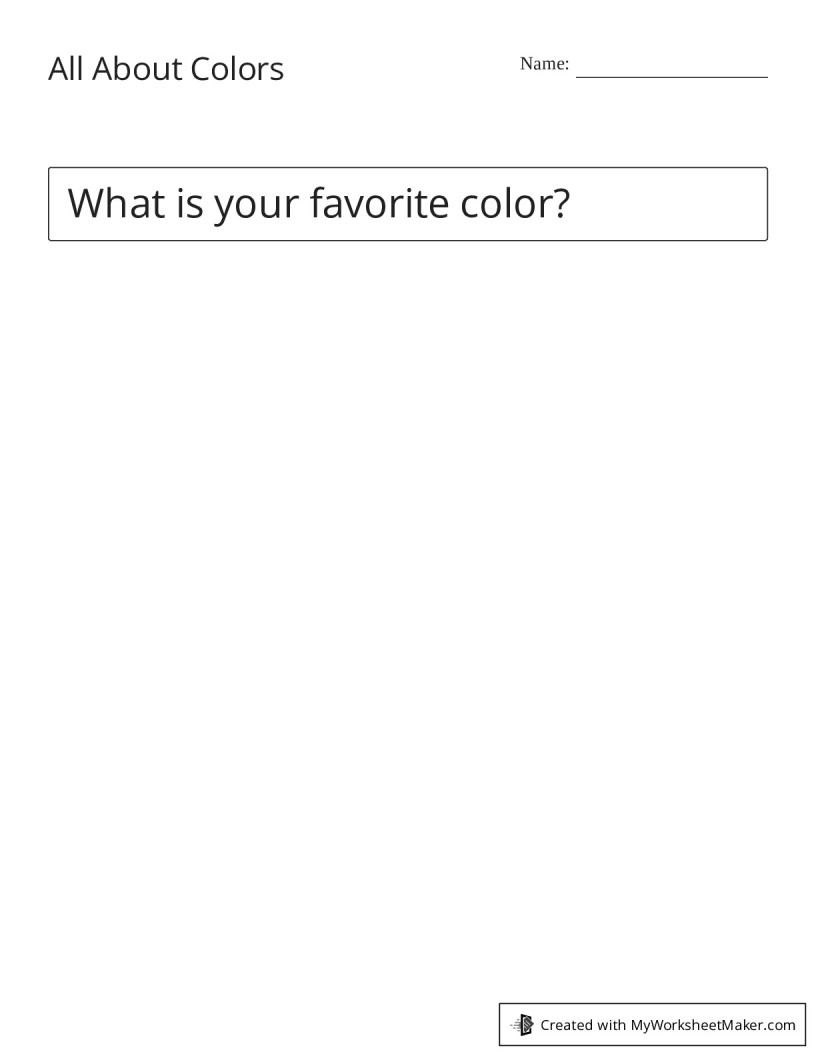 All About Colors - My Worksheet Maker: Create Your Own Worksheets