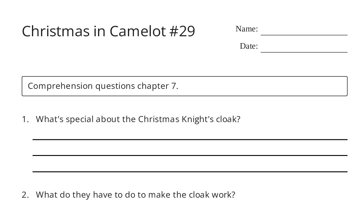 Christmas in Camelot #29 - My Worksheet Maker: Create Your Own Worksheets
