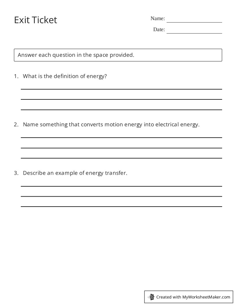Exit Ticket - My Worksheet Maker: Create Your Own Worksheets