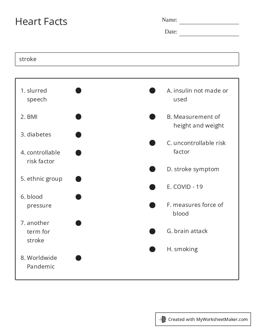 Heart Facts - My Worksheet Maker: Create Your Own Worksheets