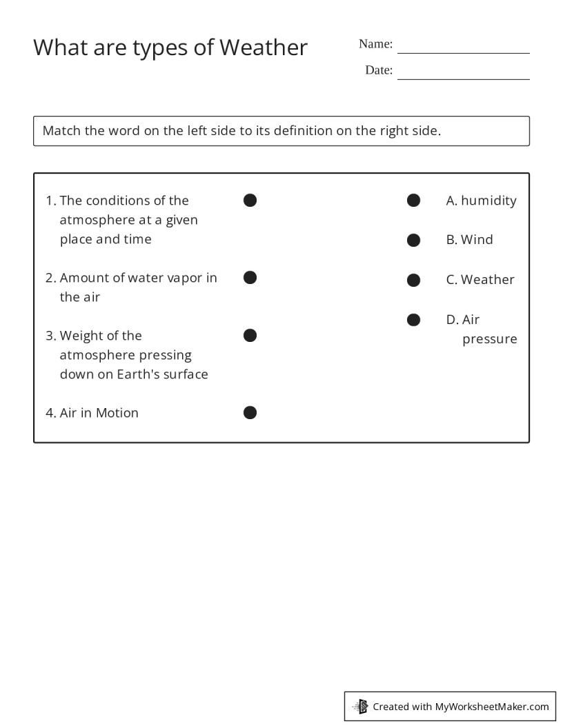 What are types of Weather - My Worksheet Maker: Create Your Own Worksheets
