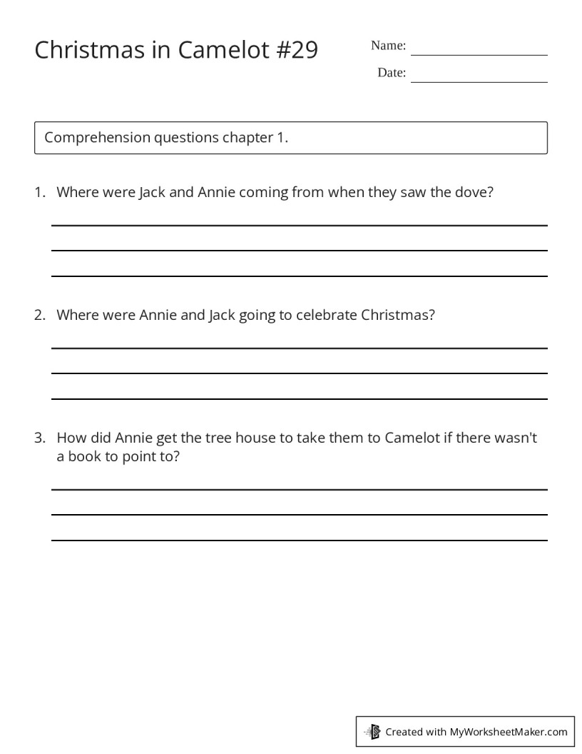 Christmas in Camelot #29 - My Worksheet Maker: Create Your Own Worksheets
