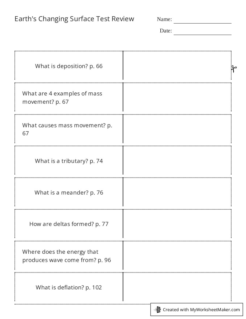 Earth's Changing Surface Test Review - My Flashcard Maker: Create Your ...