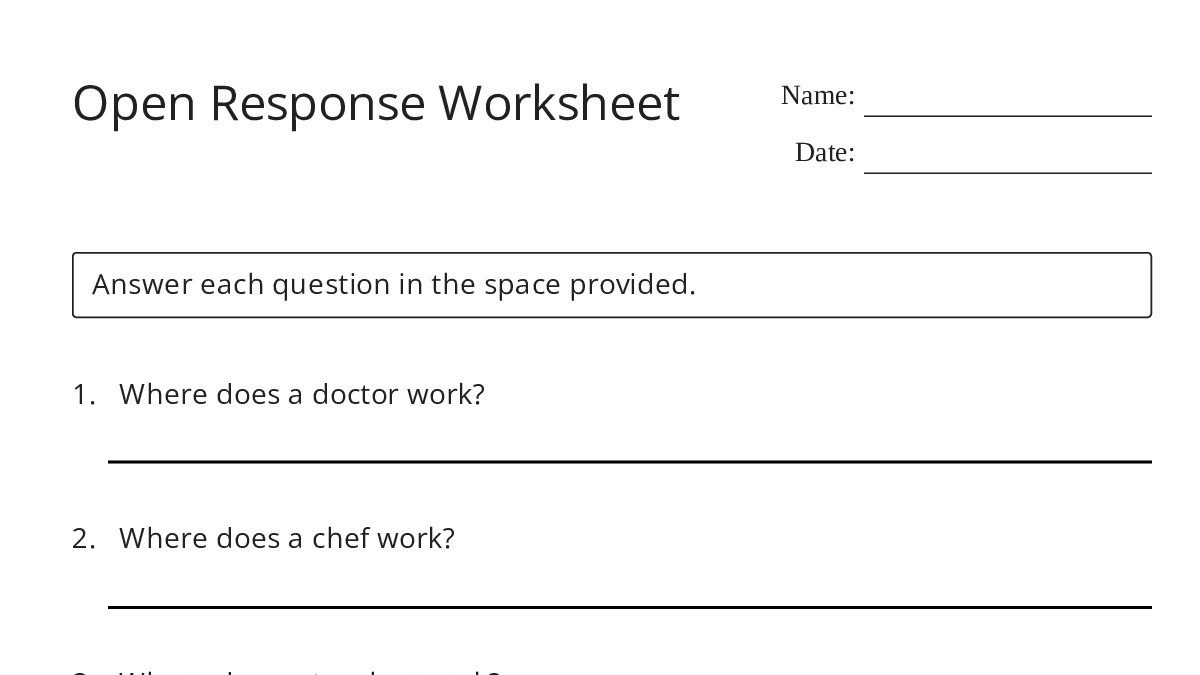 Open Response Worksheet - My Worksheet Maker: Create Your Own Worksheets