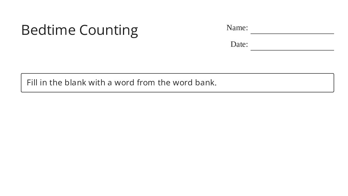 Bedtime Counting - My Worksheet Maker: Create Your Own Worksheets