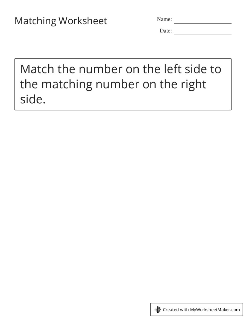 Free Printable Matching Worksheets Maker