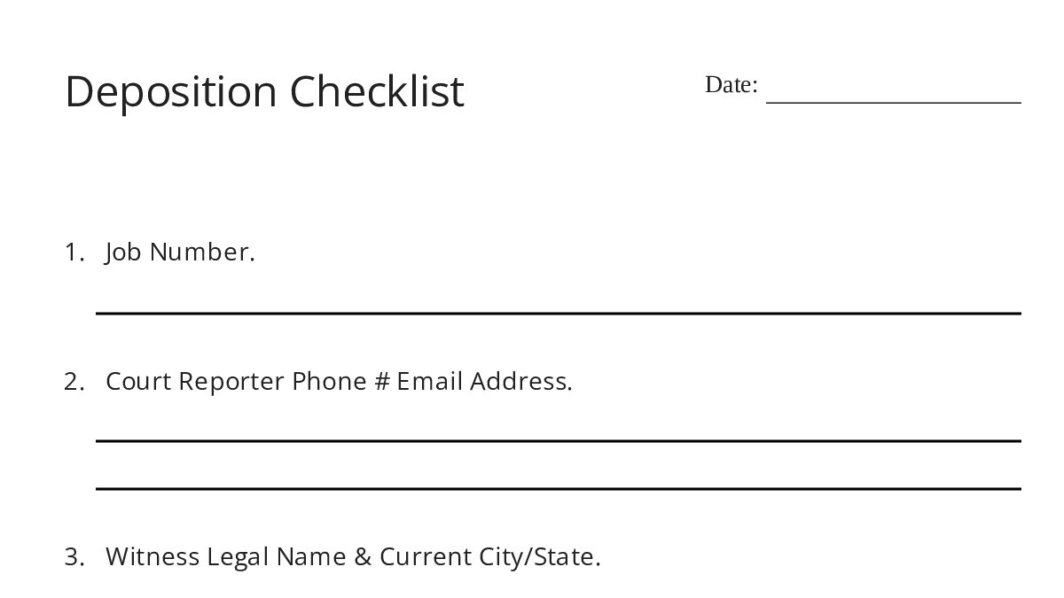 Deposition Checklist - My Worksheet Maker: Create Your Own Worksheets