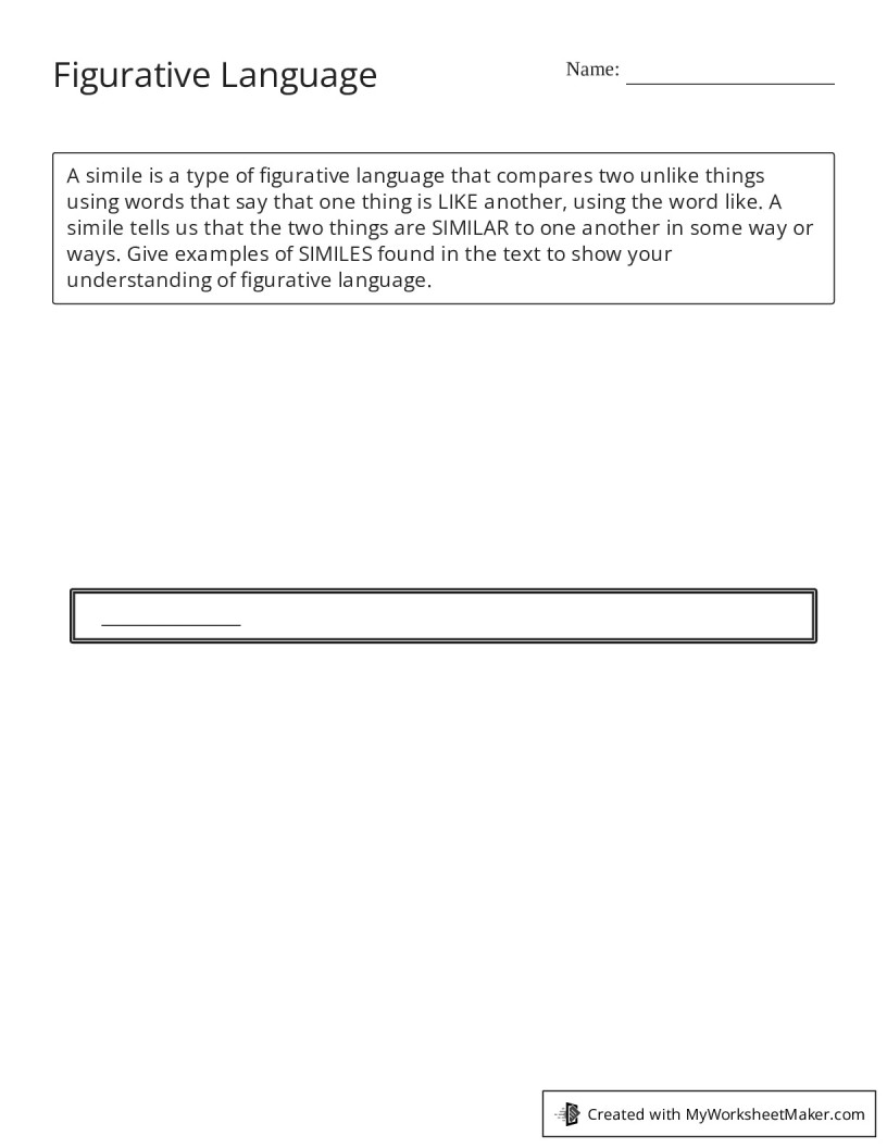 Figurative Language - My Worksheet Maker: Create Your Own Worksheets