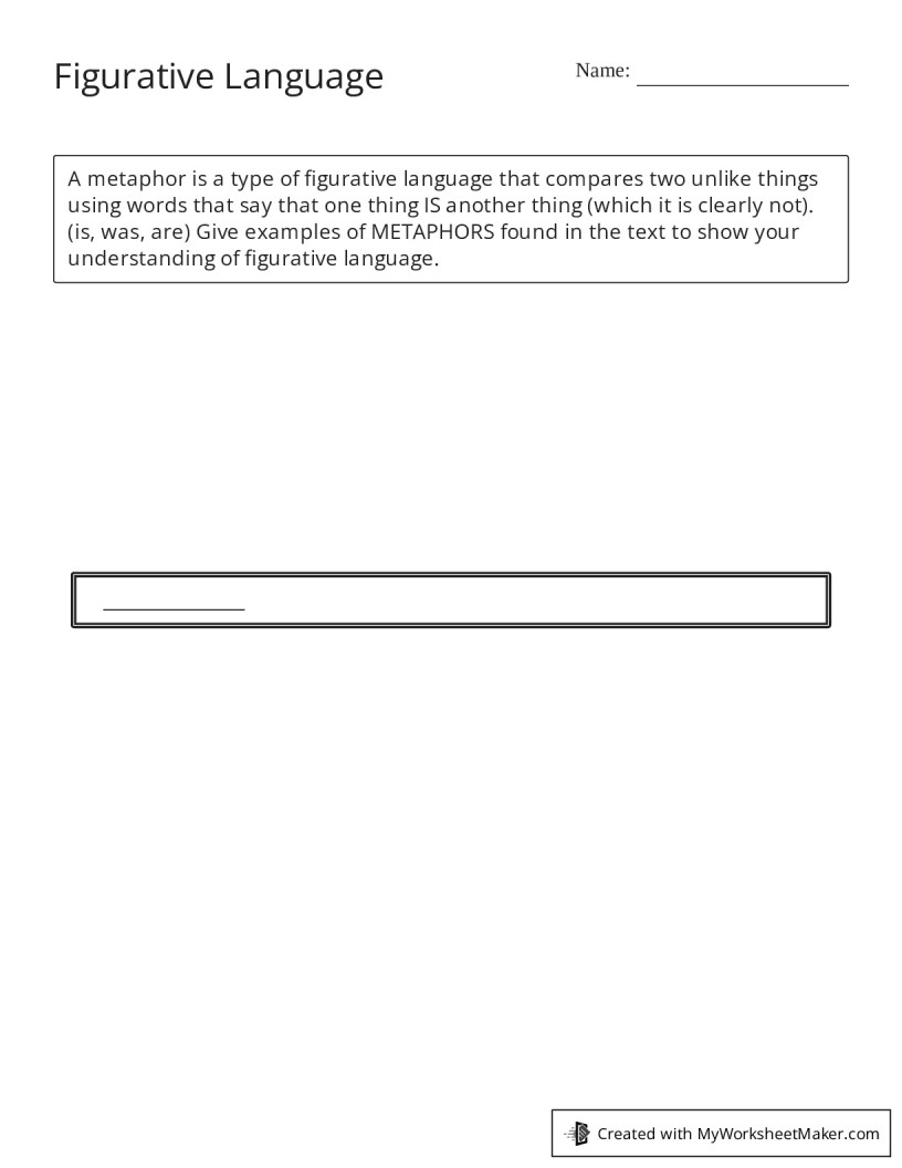 Figurative Language - My Worksheet Maker: Create Your Own Worksheets