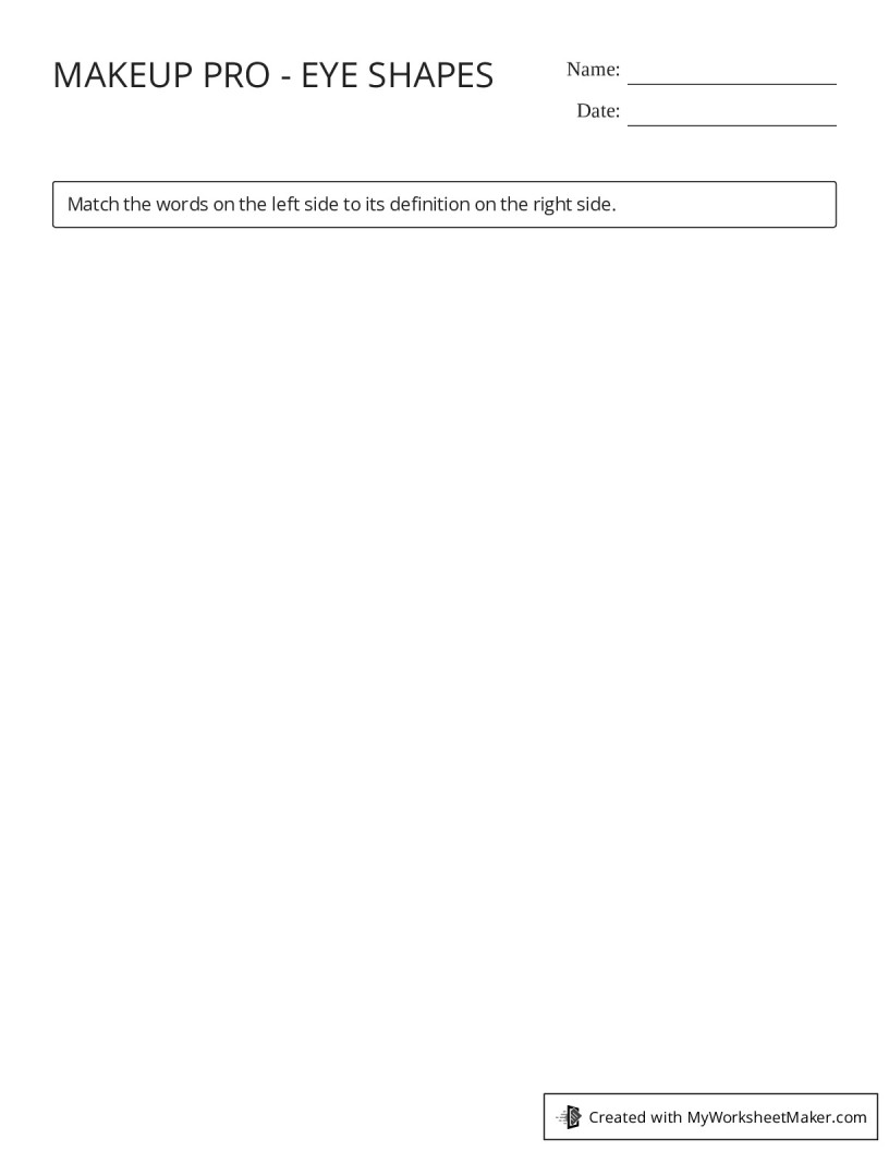 MAKEUP PRO - EYE SHAPES - My Worksheet Maker: Create Your Own Worksheets