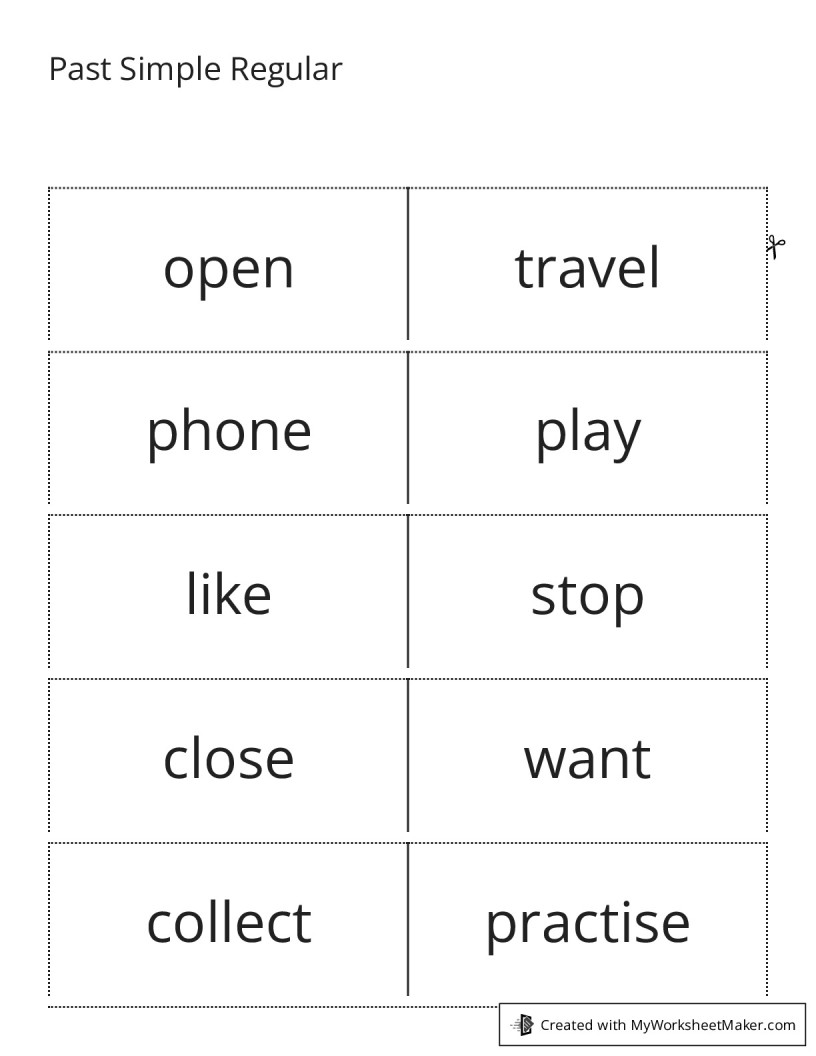 Past Simple Regular - My Flashcard Maker: Create Your Own Flashcards