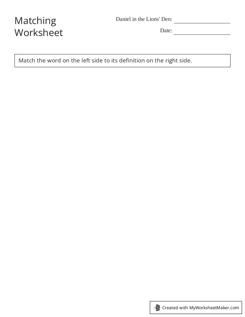 Matching Worksheet - My Worksheet Maker: Create Your Own Worksheets