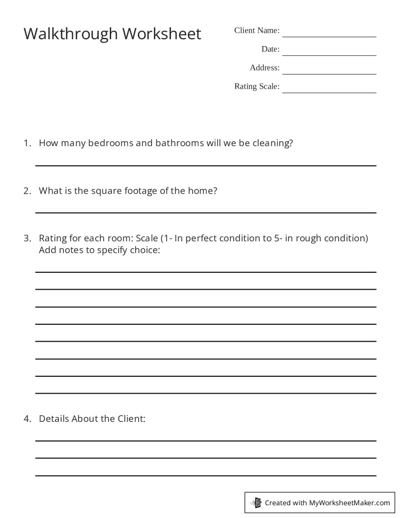 Walkthrough Worksheet - My Worksheet Maker: Create Your Own Worksheets