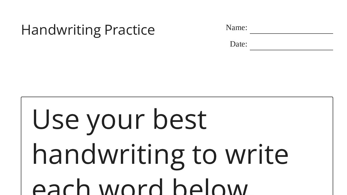 Handwriting Practice - My Worksheet Maker: Create Your Own Worksheets