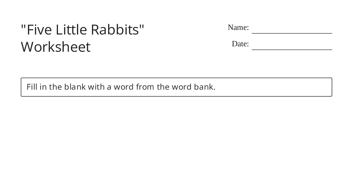 "Five Little Rabbits" Worksheet - My Worksheet Maker: Create Your Own ...