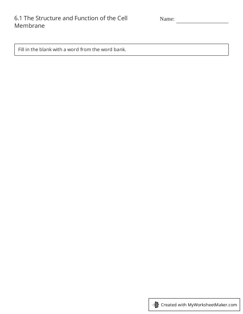 6.1 The Structure and Function of the Cell Membrane - My Worksheet ...