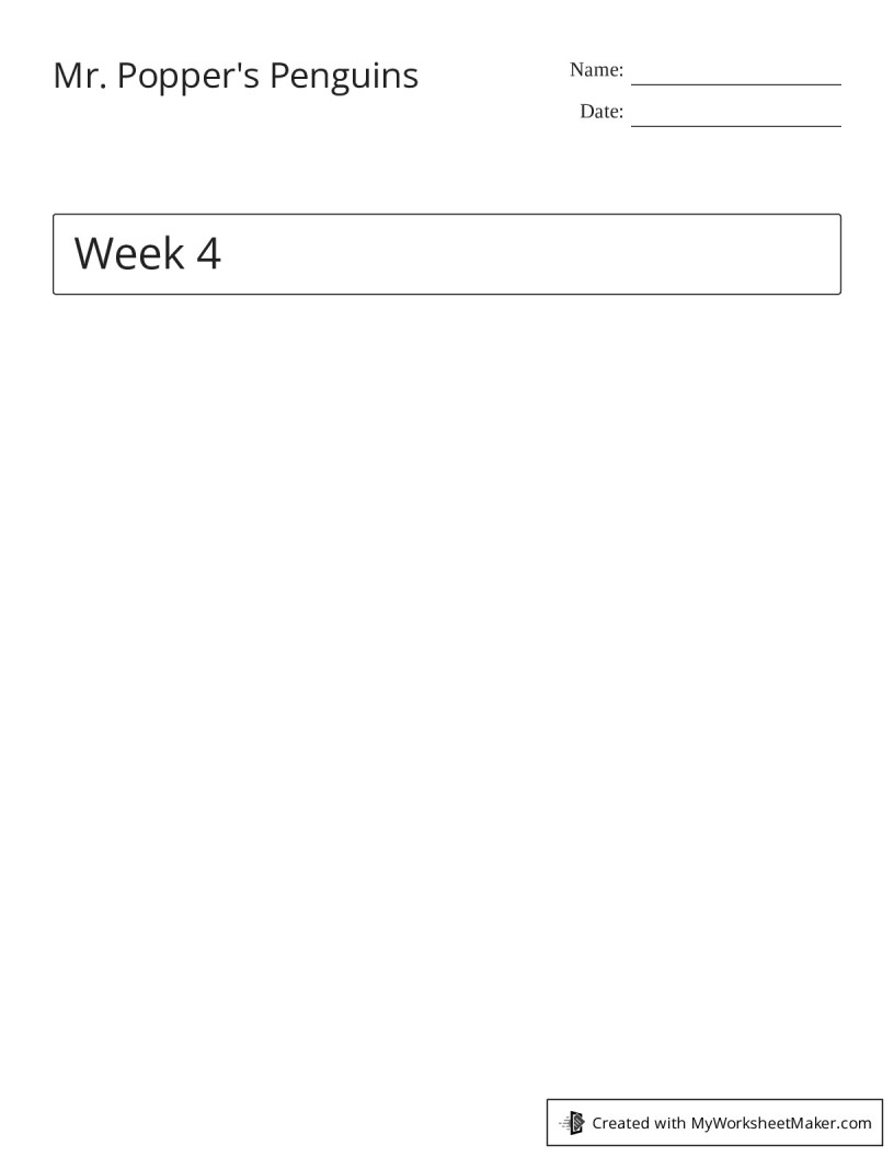 Mr. Popper's Penguins - My Worksheet Maker: Create Your Own Worksheets