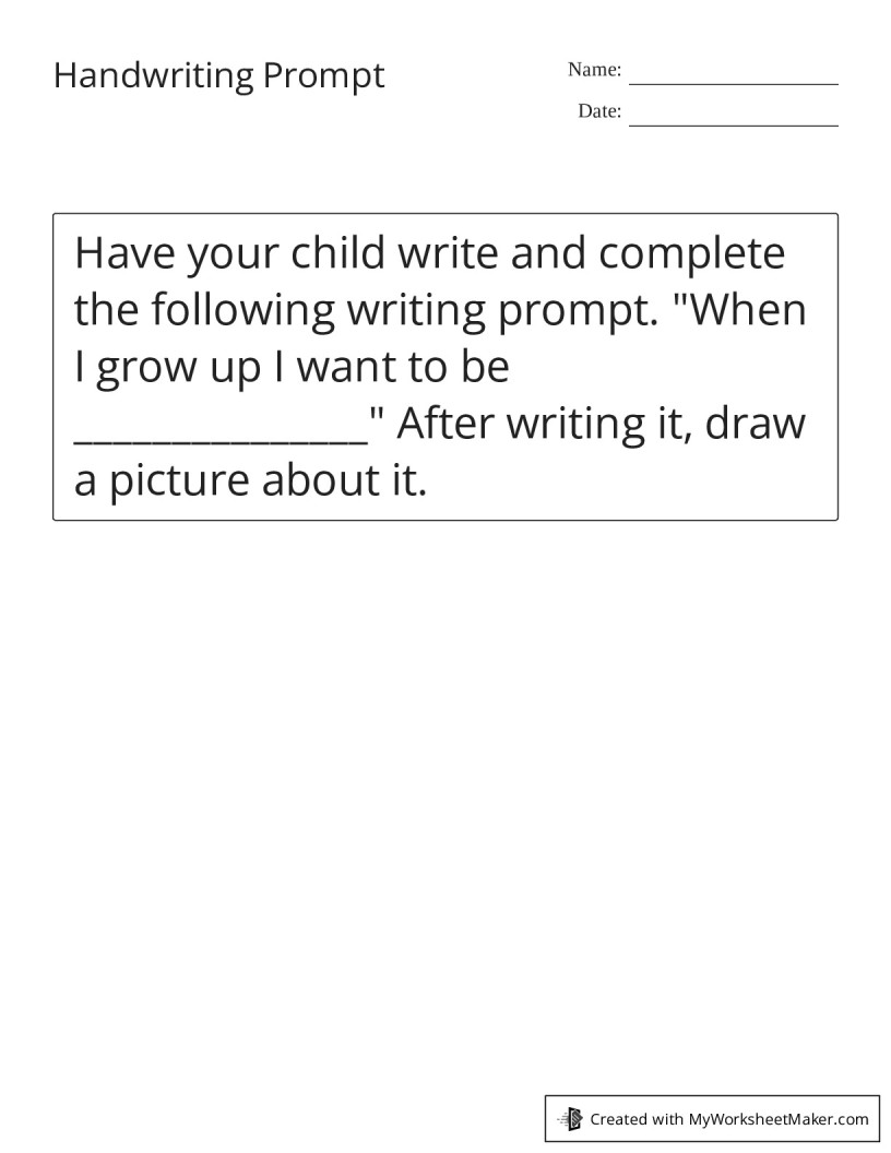 Handwriting Prompt - My Worksheet Maker: Create Your Own Worksheets