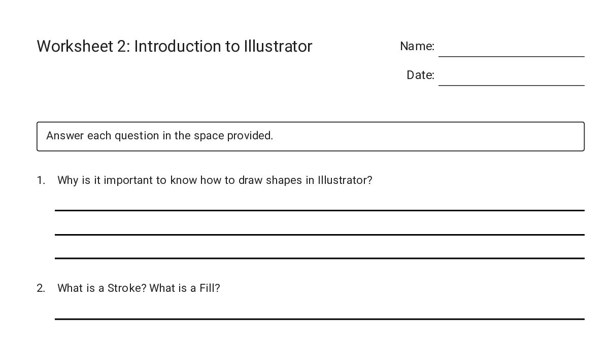 Worksheet 2: Introduction to Illustrator - My Worksheet Maker: Create ...