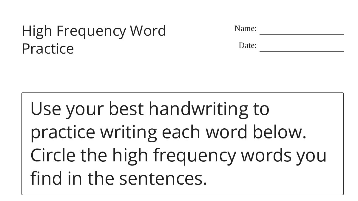 High Frequency Word Practice - My Worksheet Maker: Create Your Own ...