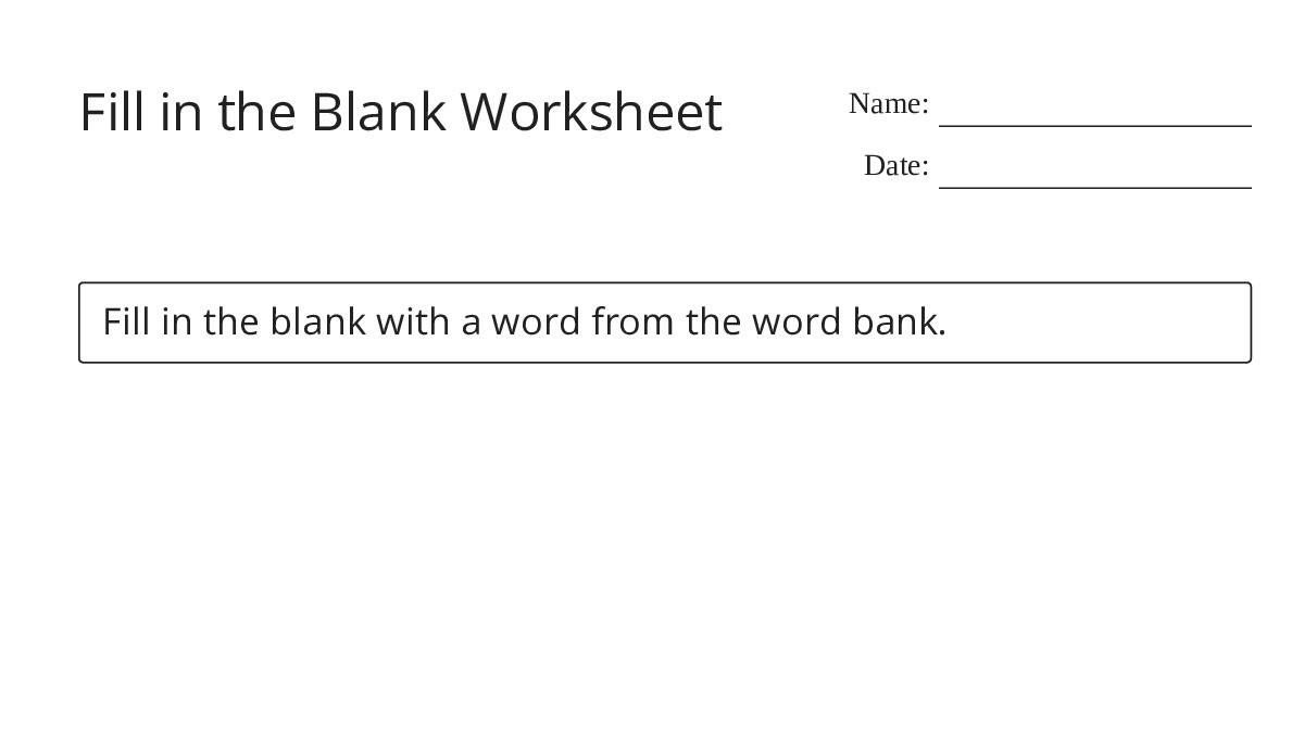 Fill in the Blank Worksheet - My Worksheet Maker: Create Your Own ...