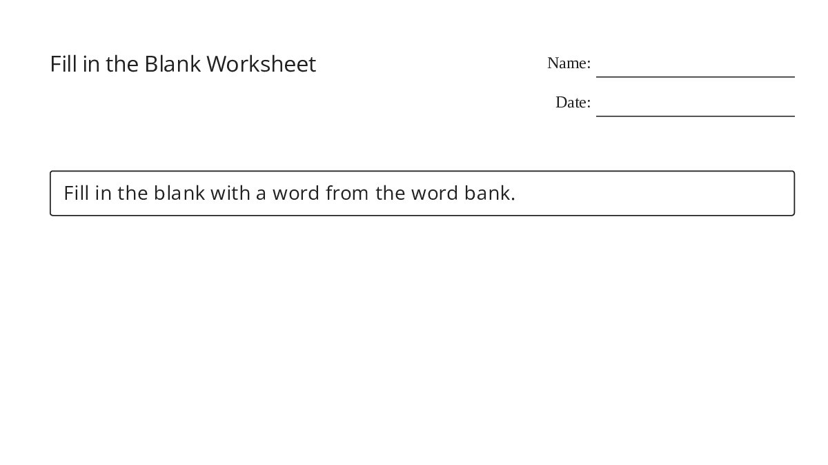 Fill in the Blank Worksheet - My Worksheet Maker: Create Your Own ...