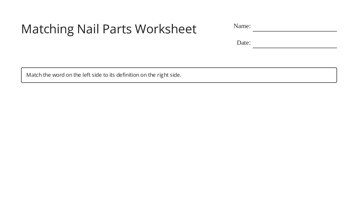 Matching Nail Parts Worksheet - My Worksheet Maker: Create Your Own ...