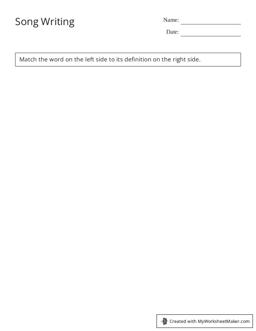 Song Writing - My Worksheet Maker: Create Your Own Worksheets