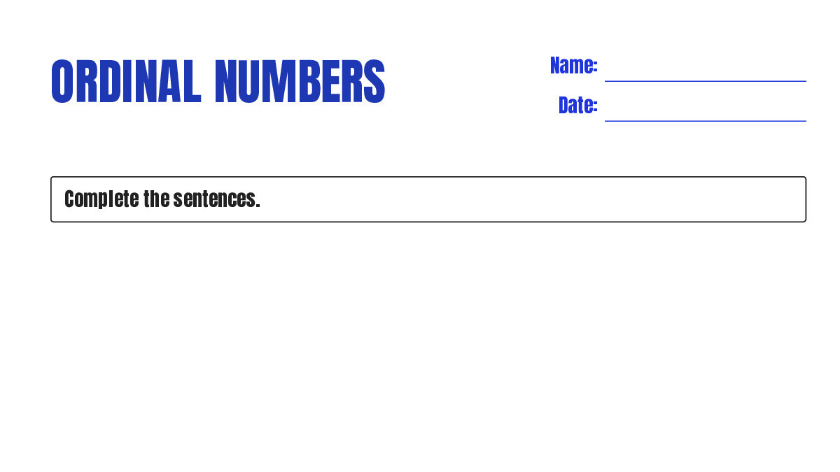 ORDINAL NUMBERS - My Worksheet Maker: Create Your Own Worksheets